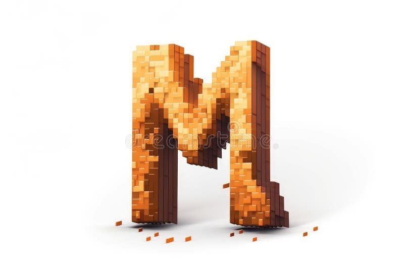 Letter M, Pixel Art Style, on White Background Stock Illustration ...