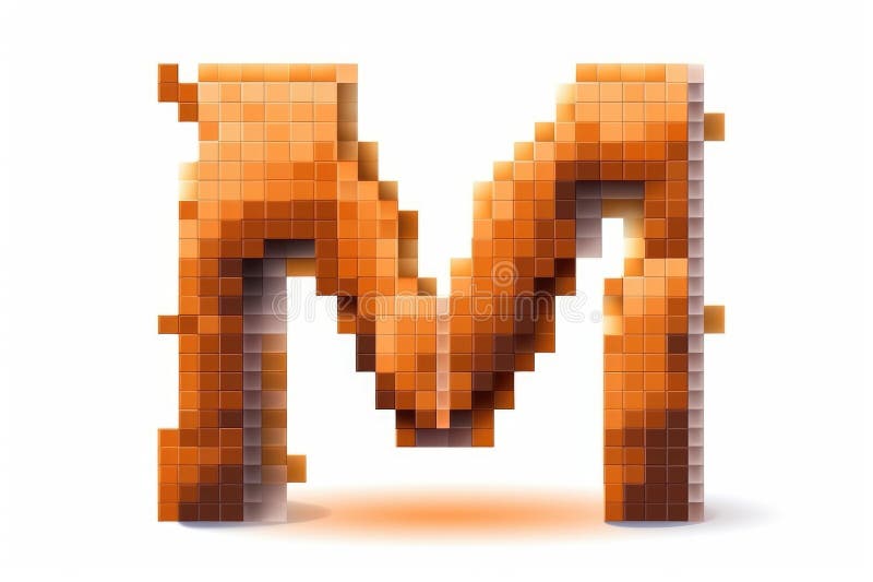 Letter M, Pixel Art Style, on White Background Stock Illustration ...