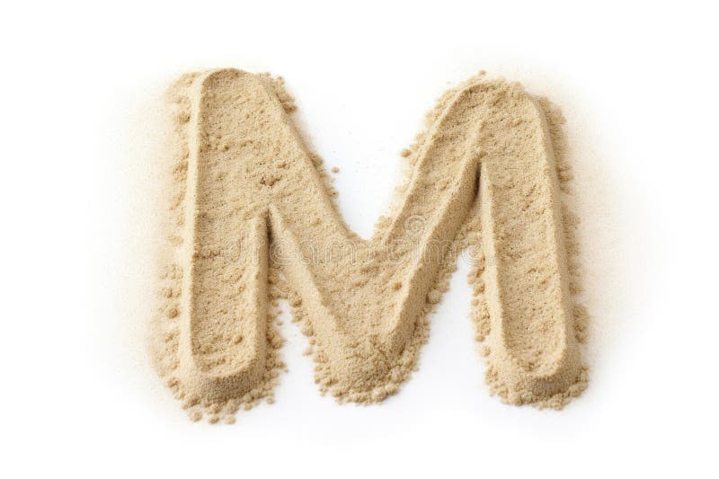 Letter M, from Sand, on White Background Stock Illustration ...