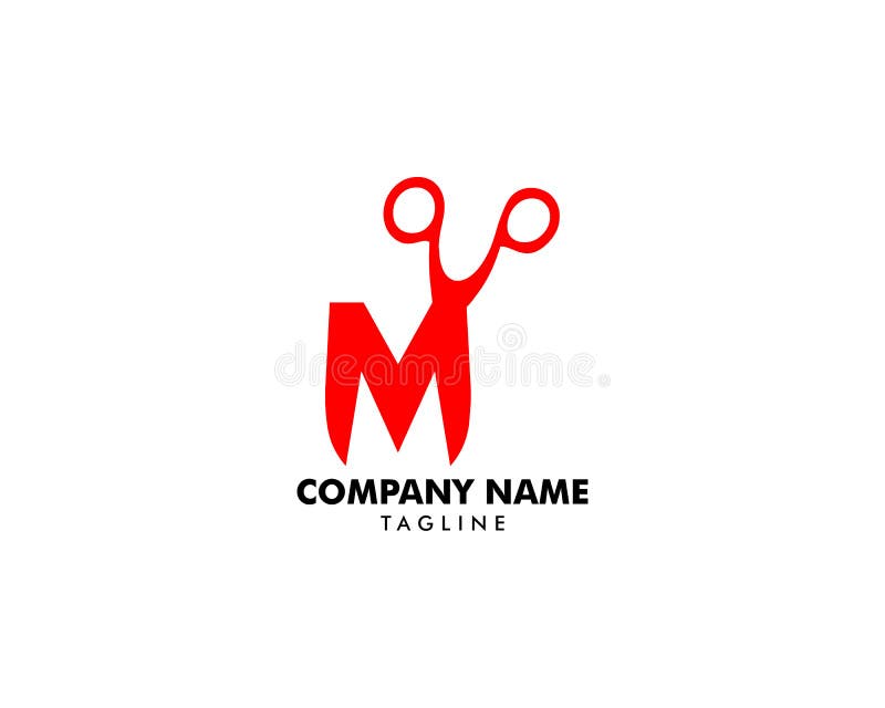 Letter M with Scissor Logo Template Design Stock Vector - Illustration ...