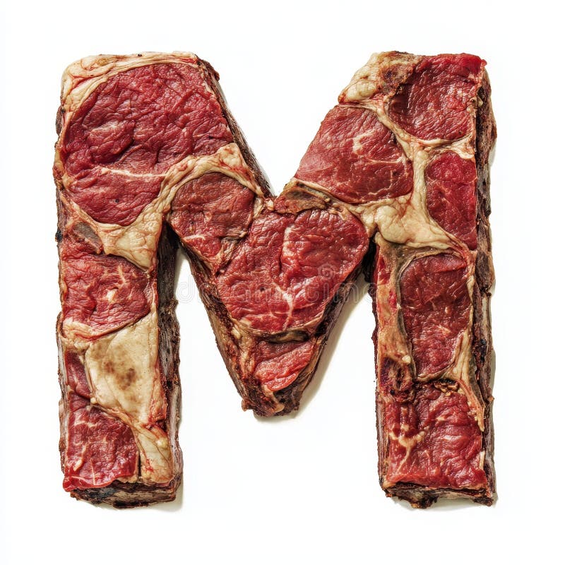 A Letter "M" Sculpted from Raw Meat, Showcasing a Creative Food ...