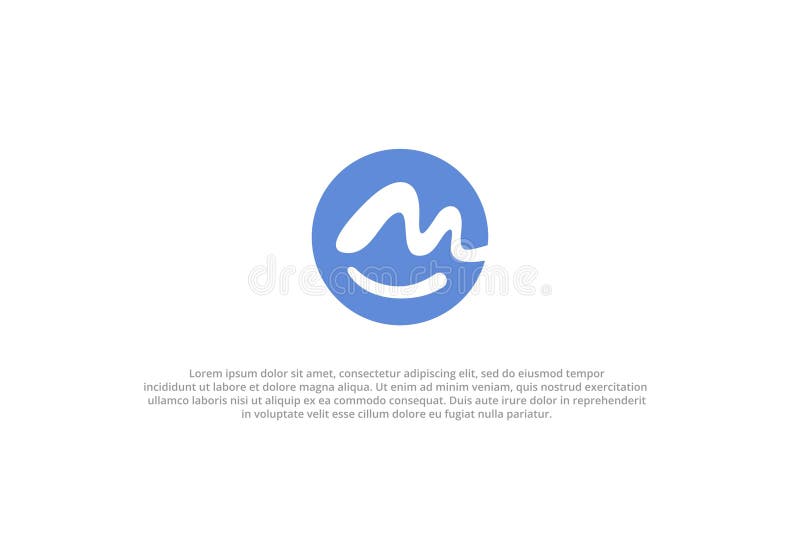 Letter M Smile on Circle Blue Logo Stock Illustration - Illustration of ...