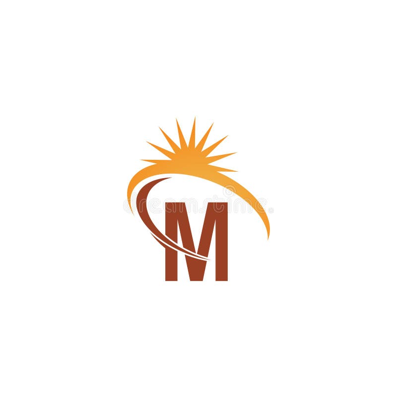 Letter M with Sun Ray Icon Logo Design Template Illustration Stock ...