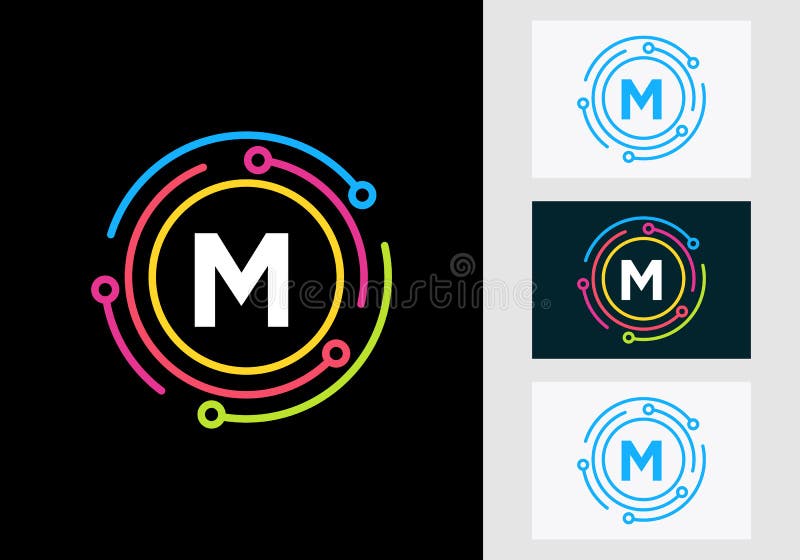 Letter M Technology Logo Design. Network Logo Symbol Stock Vector ...