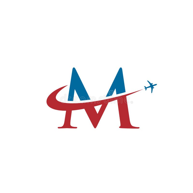 Letter M Travel Airplane Logo Vector Stock Vector - Illustration of ...