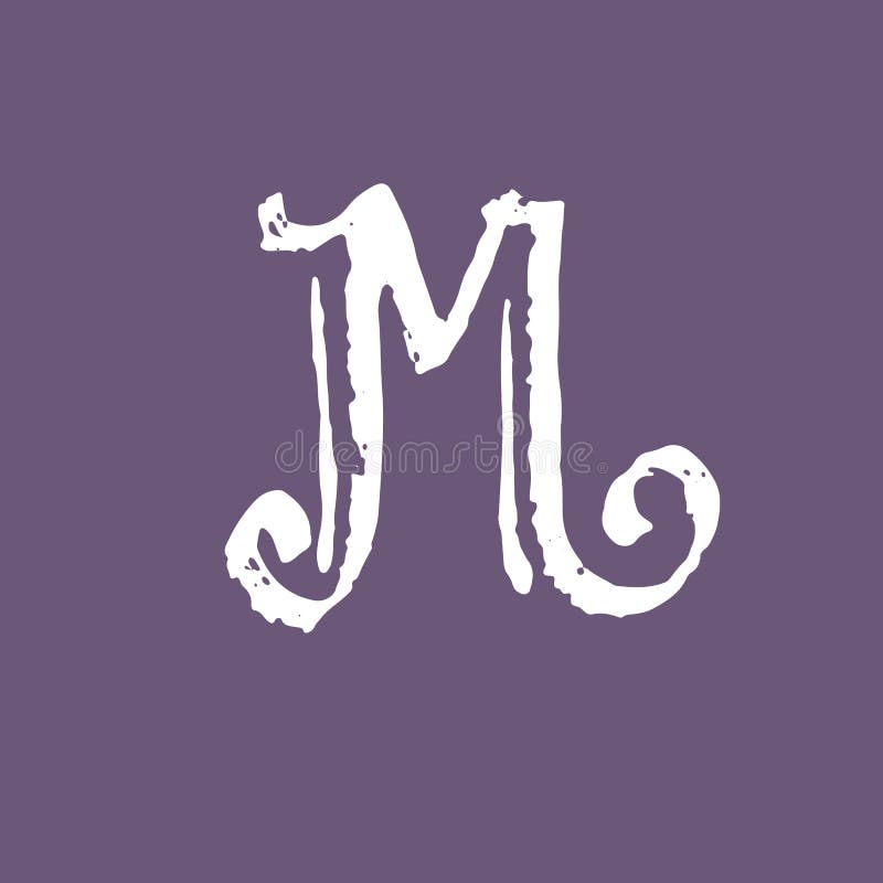 Letter M. Vintage Grunge Font. Gothic Style Letter. Vector Illustration ...