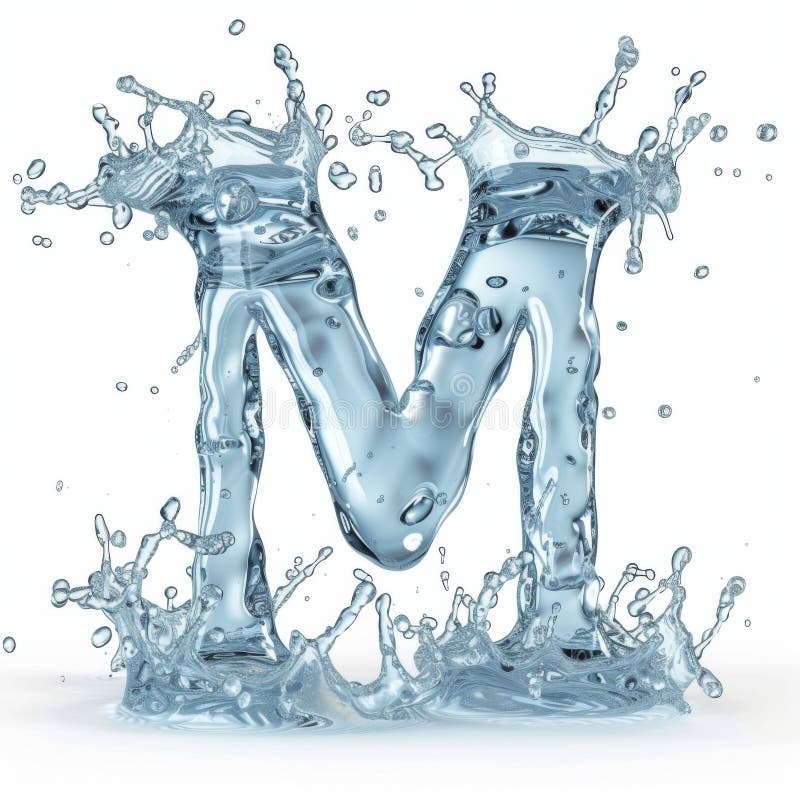 Letter E. Water Splashes Alphabet Isolated on a White Background Stock ...