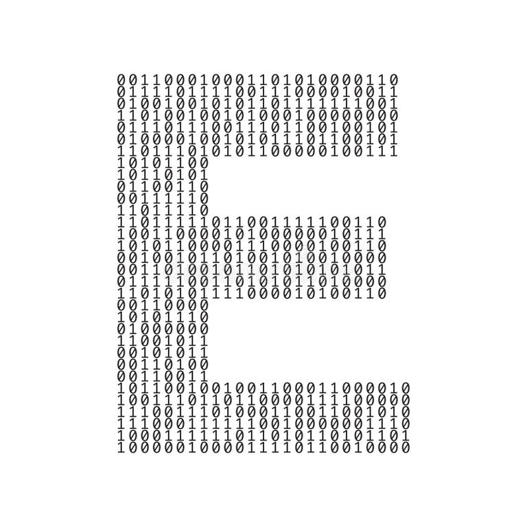 Letter E Made from Binary Code Digits. Technology Background Stock ...