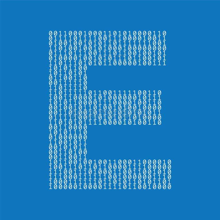Letter E Made from Binary Code Digits. Technology Background Stock ...
