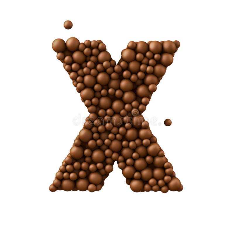 Letter X Made of Chocolate Bubbles, Milk Chocolate Concept, 3d ...