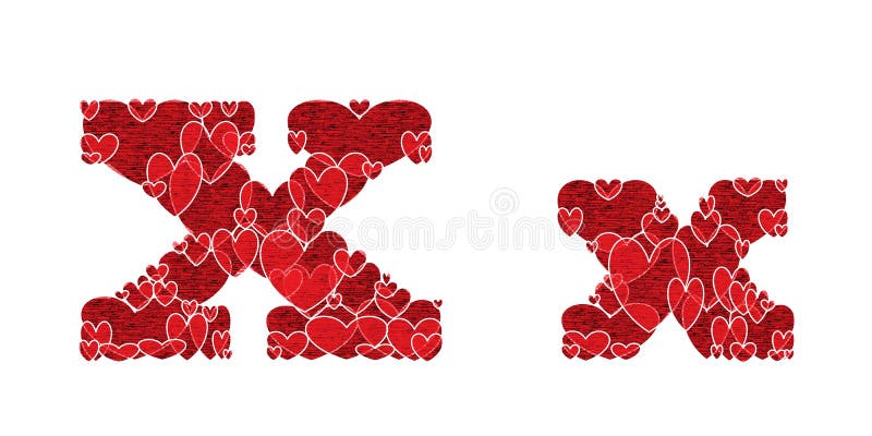 Letter X, made from hearts stock illustration. Illustration of word ...