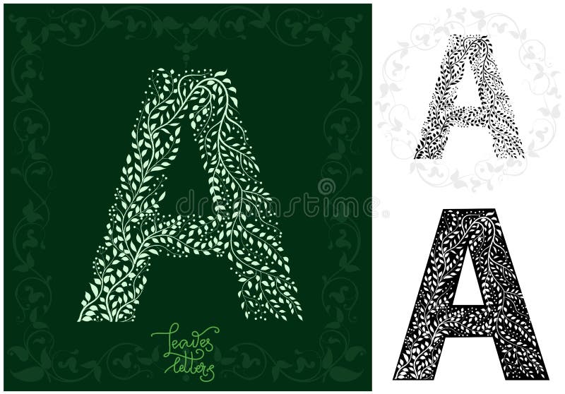 Leaves alphabet, Letter a stock vector. Illustration of decorative ...