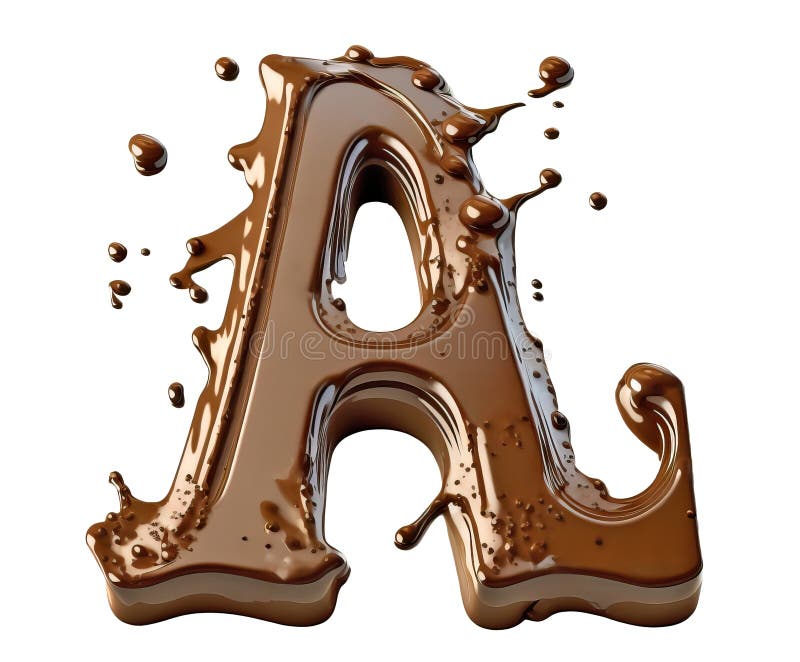 Letter a Made of Melted Chocolate Over White Background. Generat Stock ...
