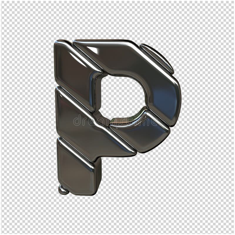 Letter Made from Silver Bars on a Transparent Background. 3d Symbol P ...