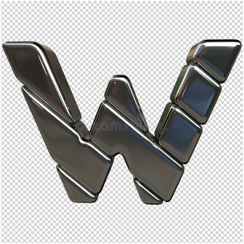 Letter Made from Silver Bars on a Transparent Background. 3d Symbol W ...