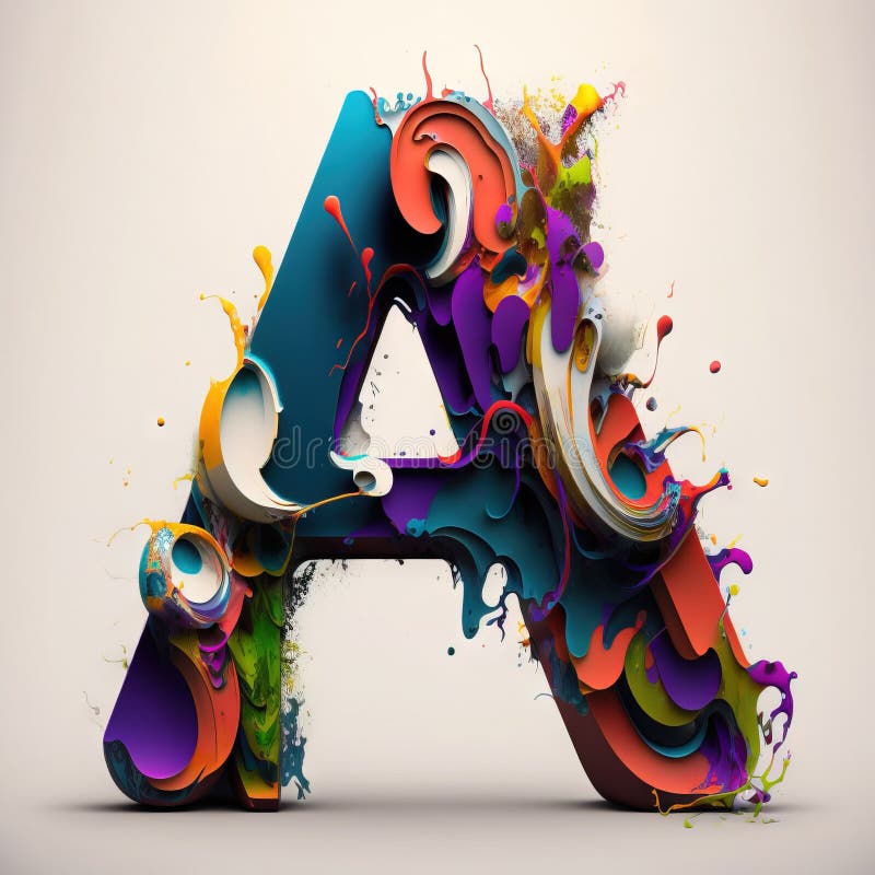 The Letter a is Made Up of Multicolored Paint Splattered on the Letter ...