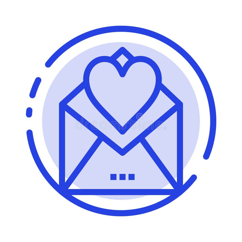 Letter, Mail, Card, Love Letter, Love Blue Dotted Line Line Icon Stock ...