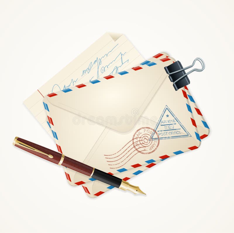 Letter Mail and Pen Vintage. Vector Stock Vector - Illustration of ...