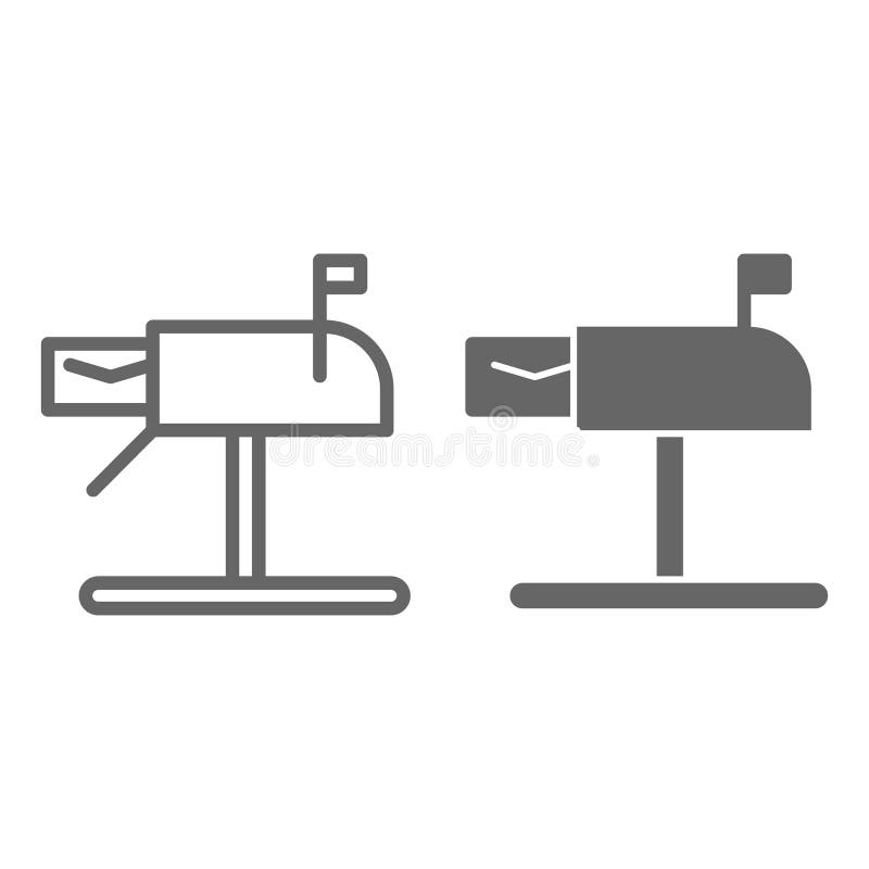 Letter in Mailbox Line and Solid Icon, Delivery Service Symbol ...