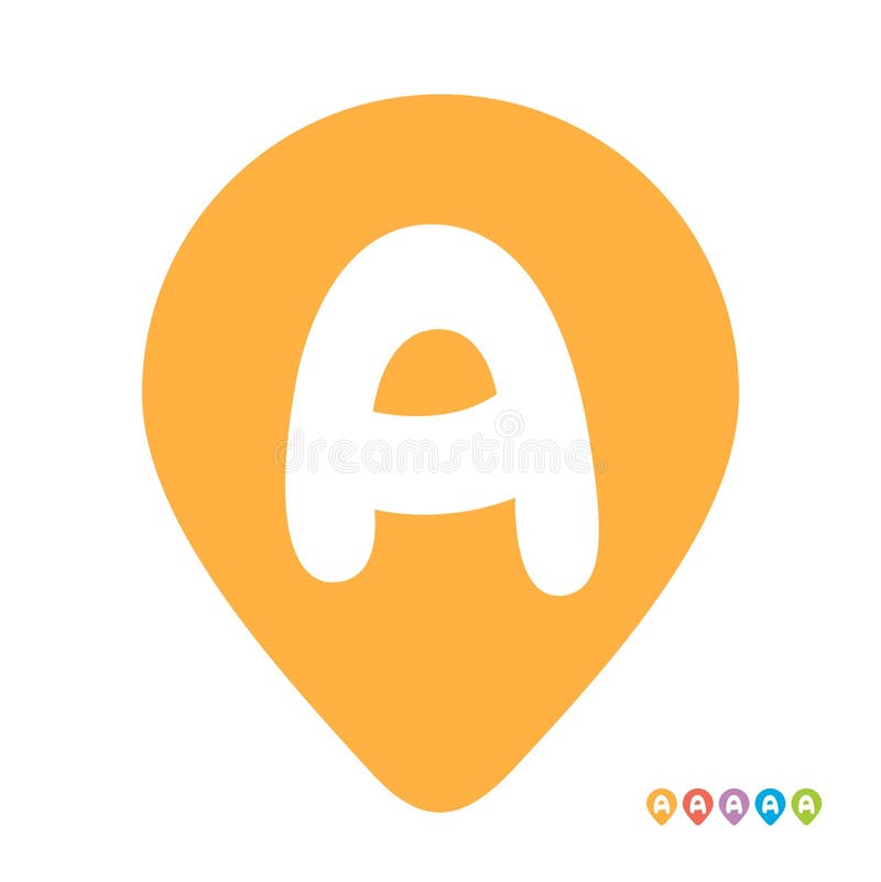 Letter a Map Pin Location Pointer Icon Design, Flat Vector Illustration ...