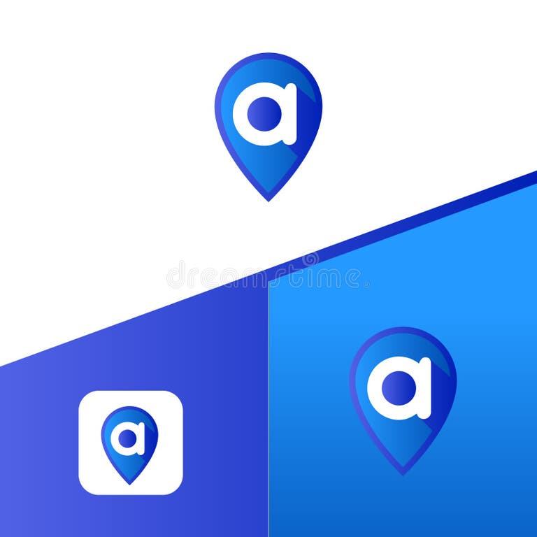 Letter a with Map Pointer Icon or Logo Design Template Elements Stock ...