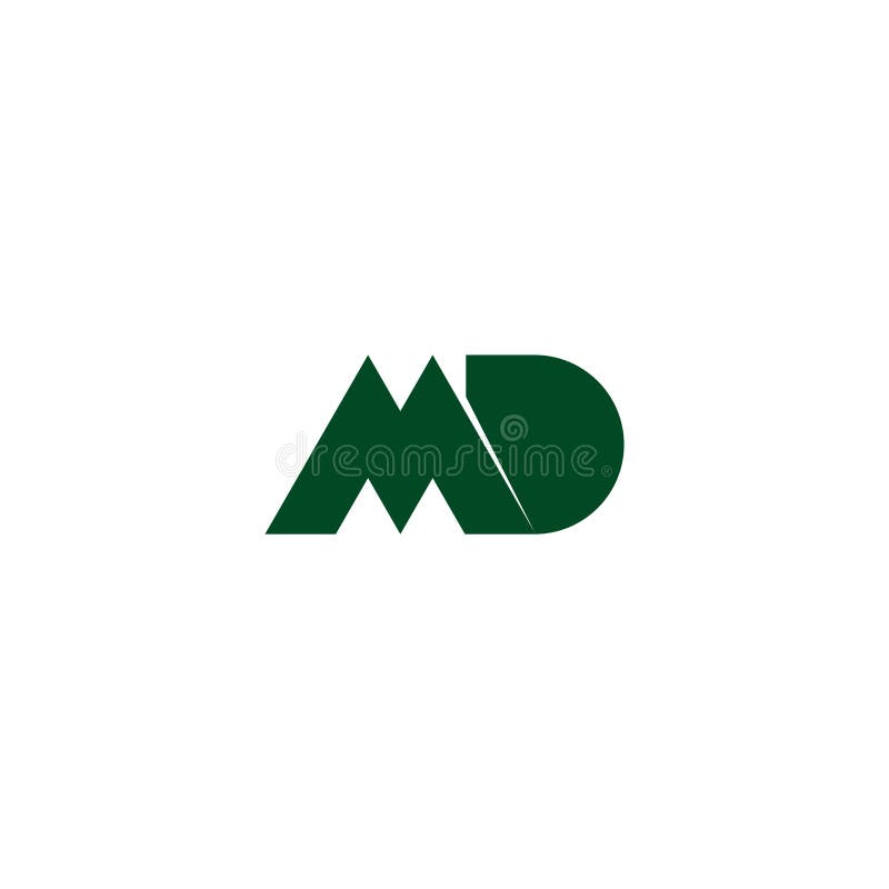 Letter Md Green 3d Flat Geometric Simple Logo Vector Stock Vector ...