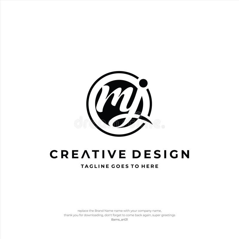 Letter MJ Logo Creative Design Premium Line Alphabet Monochrome ...