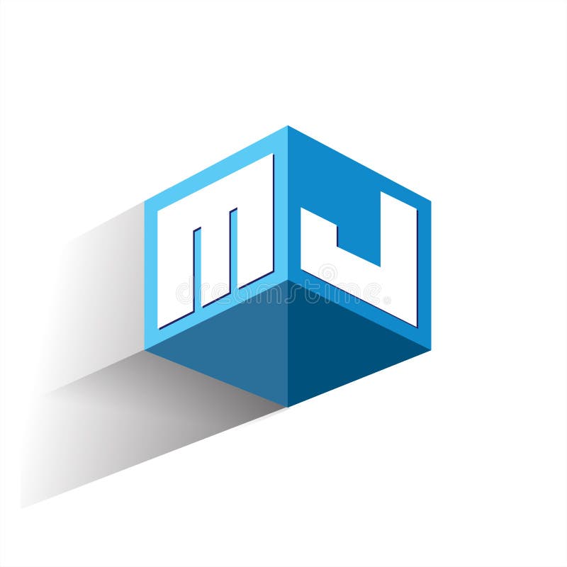 Letter MJ Logo in Hexagon Shape and Blue Background, Cube Logo with ...