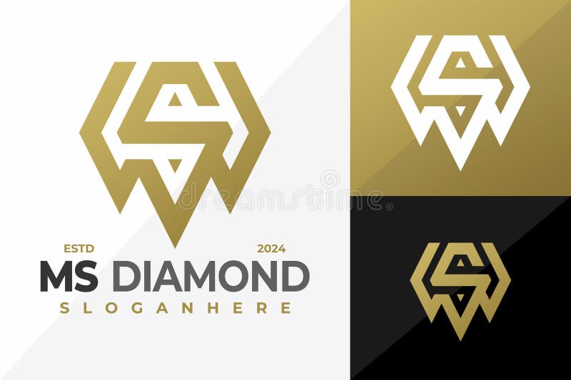 Letter Ms or Sm Diamond Logo Design Vector Symbol Icon Illustration ...