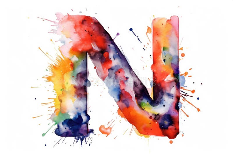 Letter N, Abstract Expressionism Style, on White Background Stock Image ...