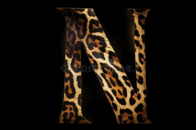 Letter N, Animal Print Style, on Black Background Stock Photo - Image ...