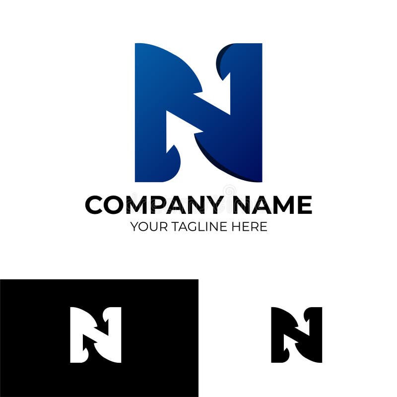 Letter N Arrow Logo Template Design with Gradient Blue Color. Vector ...