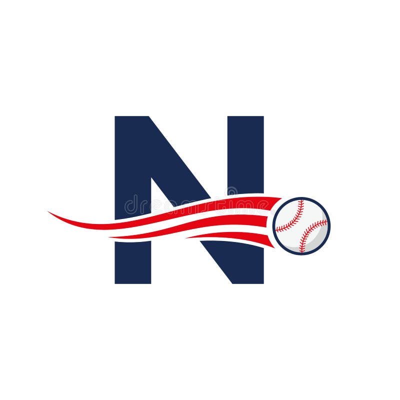 Letter N Baseball Logo Concept with Moving Baseball Icon Vector ...