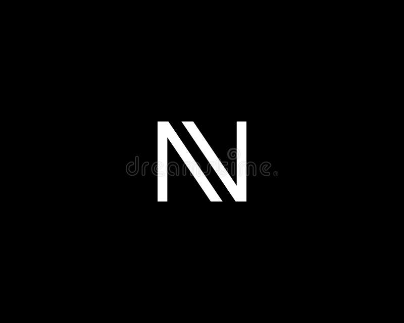 A Letter N Black and White Logo. Dynamic Monogram Linear Logotype. Flat ...