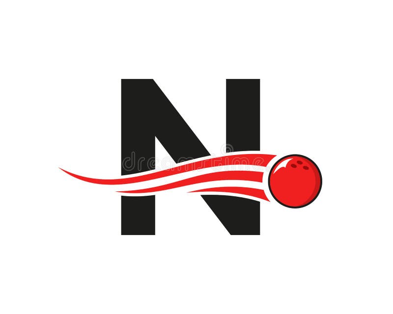 Letter N Bowling Logo. Bowling Ball Symbol with Red Moving Ball Vector ...