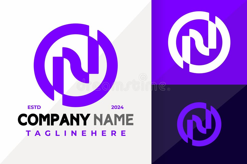 Letter N Circle Monogram Logo Icon Vector Design Stock Vector ...