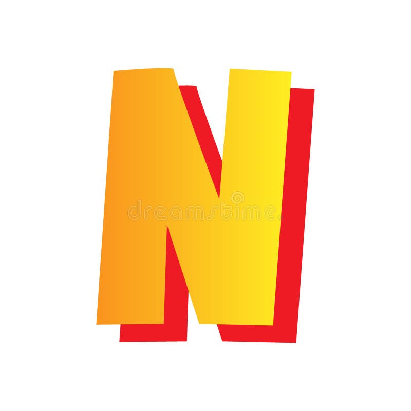Letter N, Comic Style Typeface with Transparent Background Stock ...