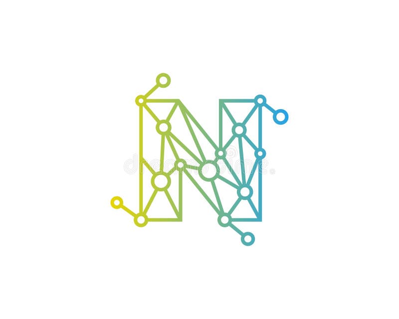 Letter N Connect Dot Network Icon Logo Design Element Stock Vector ...