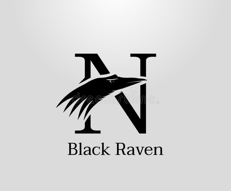 Letter N Crow Logo Designs, Black Raven in Letter N Vector Illustration ...