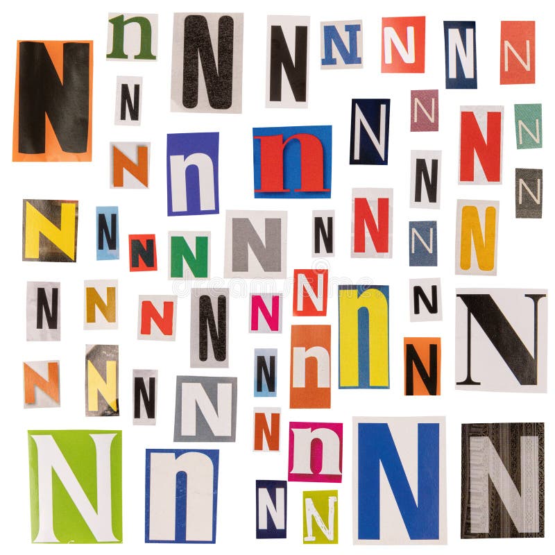 Letter N Cut Out from Newspapers Stock Photo - Image of element, note ...