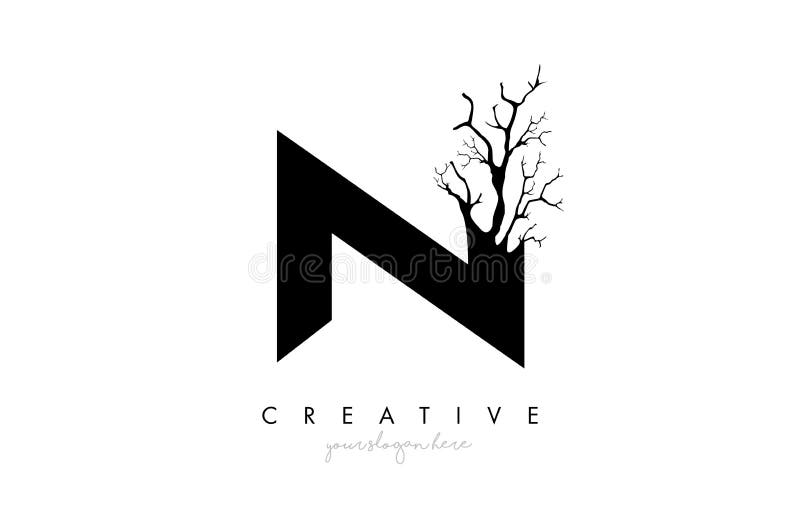 Letter N Design Logo with Creative Tree Branch. N Letter Tree Icon Logo ...