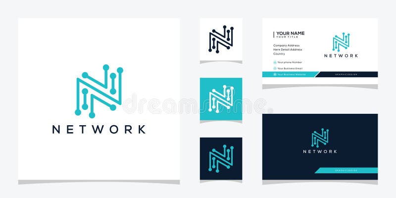 Letter N Digital Technology Logo Design, Network Dot Vector Icon ...