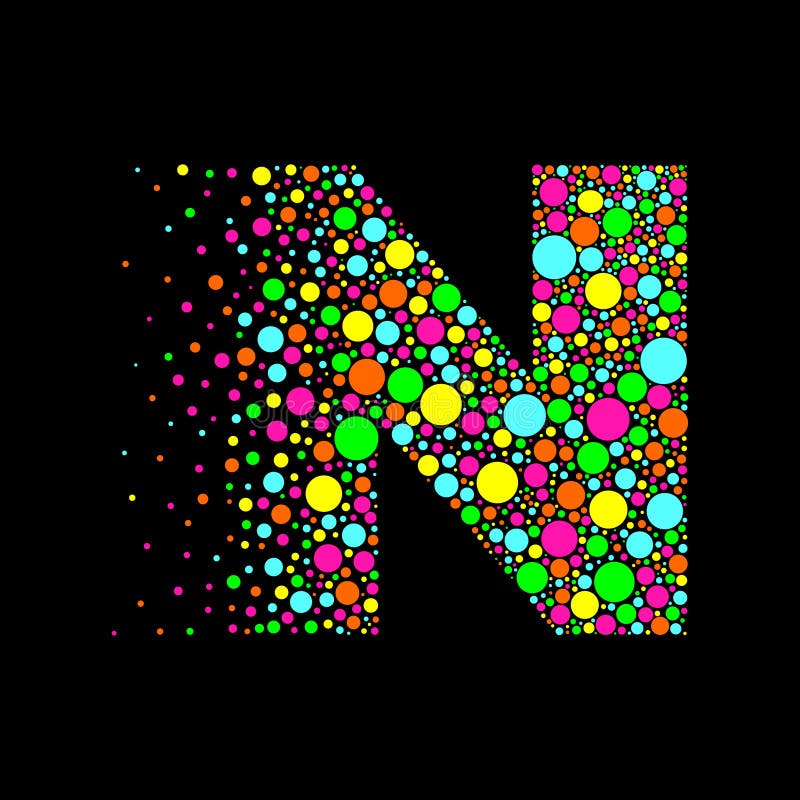 Letter N in Dispersion Effect, Scattering Circles/Bubbles, Colorful ...