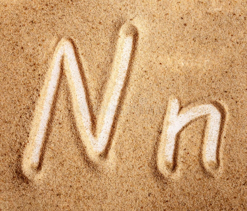 Letter N. English Handwritten Alphabet in the Sand Stock Photo - Image ...