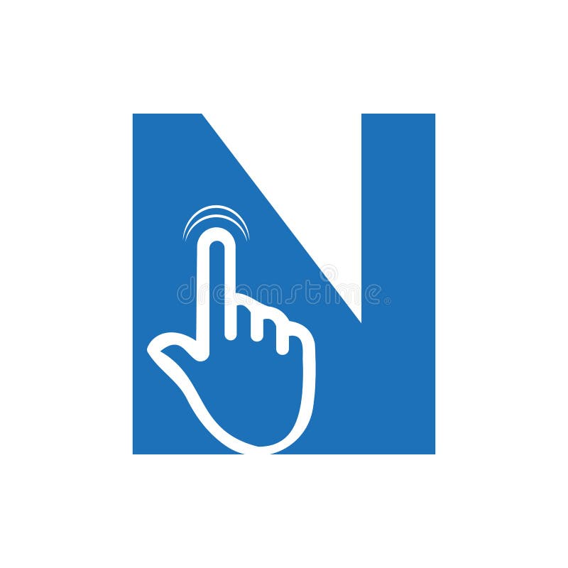 Letter N Finger Click Logo Vector Template Concept for Technology ...