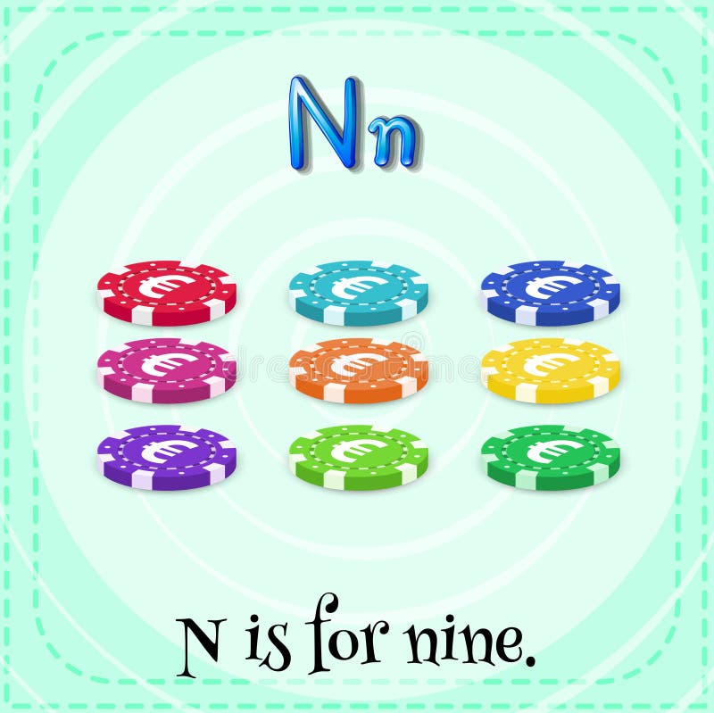 Flashcard Letter N Is For Nine Stock Vector - Illustration of letters ...