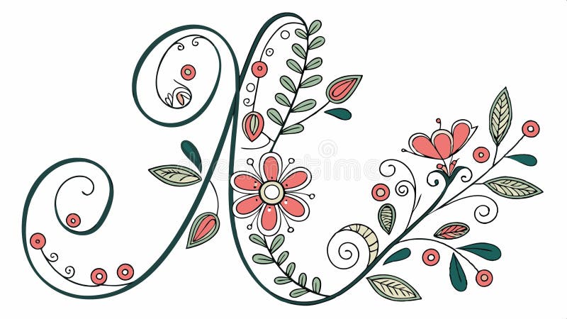 Letter N Floral Monogram, Elegant Typography and Botanical Initial ...