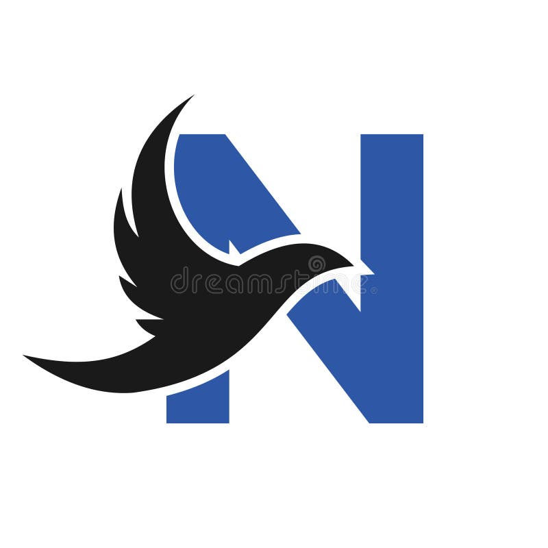 Letter N Flying Bird Logo Template Vector Sign. Dove Bird Logo on ...
