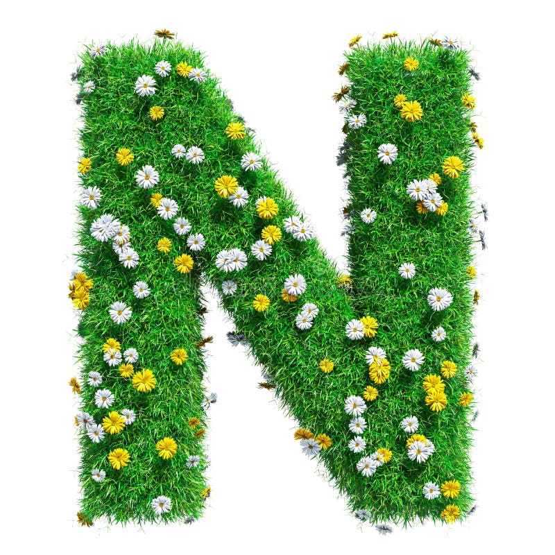 Letter R Of Green Grass And Flowers Stock Illustration Illustration Of Flower Chamomile 84592596