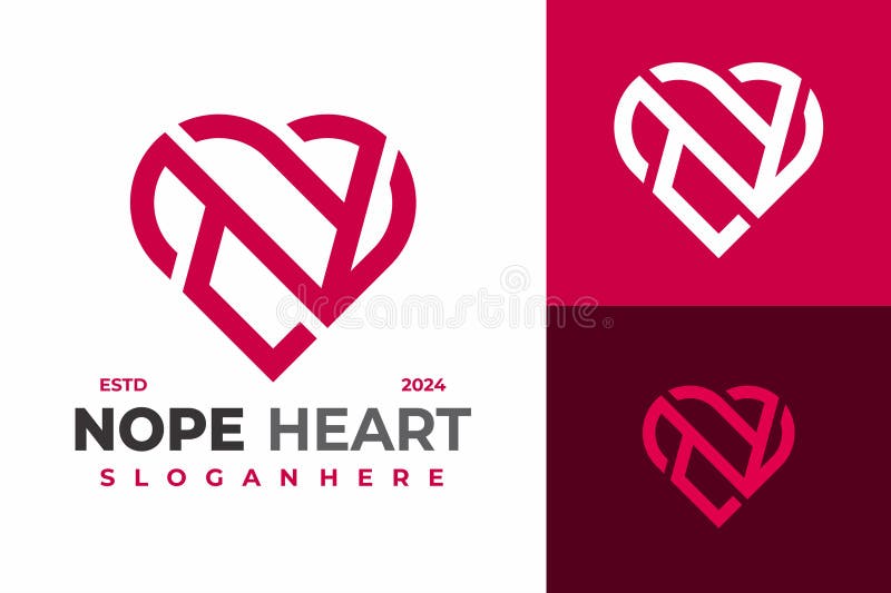 Letter N Heart Logo Design Vector Symbol Icon Illustration Stock Vector ...